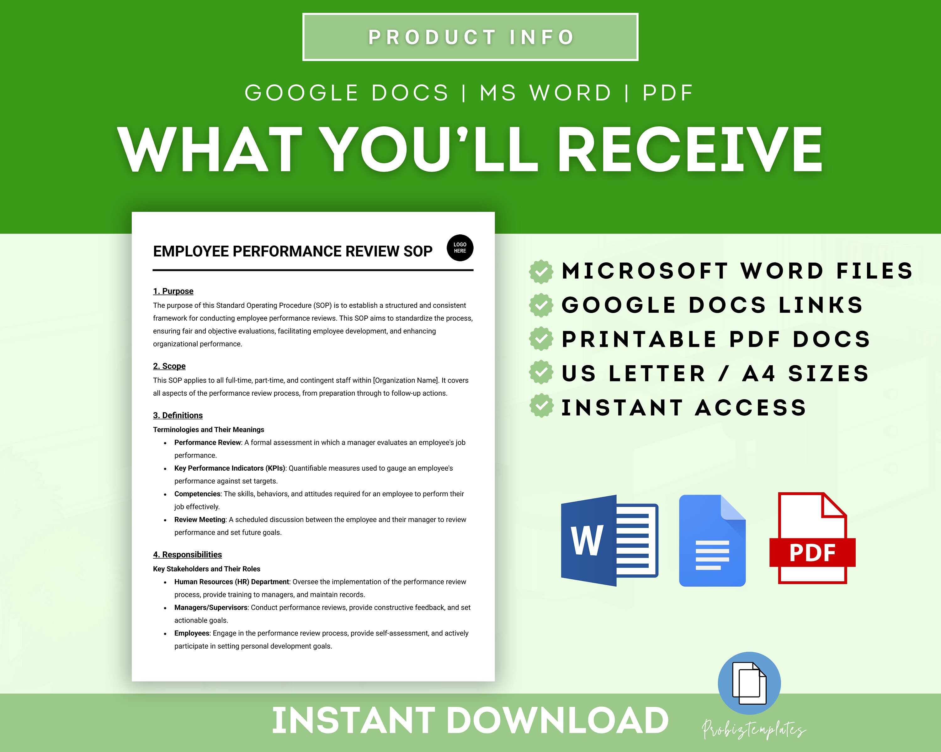 Employee Performance Review SOP Template, Standard Operating Procedure ...