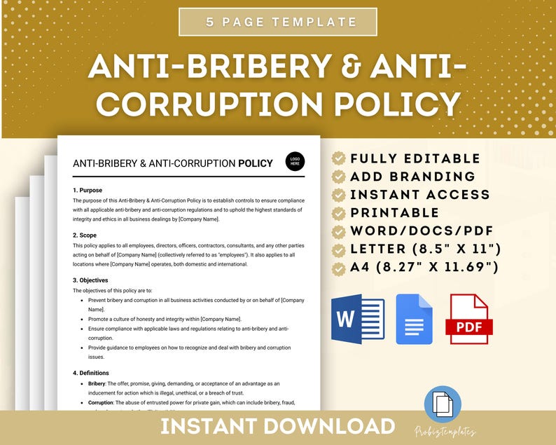 Anti-bribery and Anti-corruption Policy Template, Company Anti-bribery ...