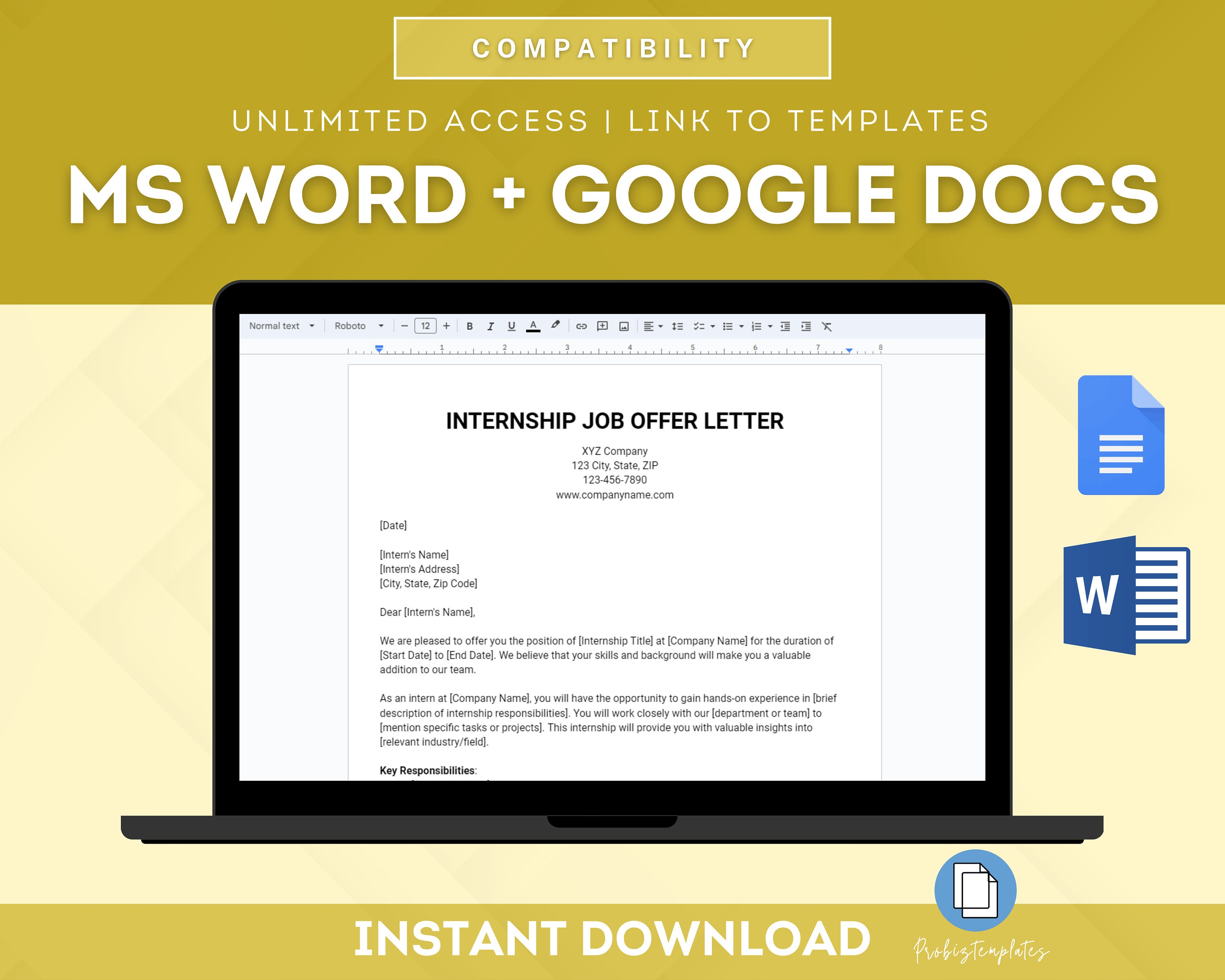 Internship Job Offer Letter Template, Internship Offer Letter ...