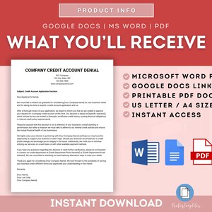 Company Credit Account Denial Letter, Credit Application Rejection ...