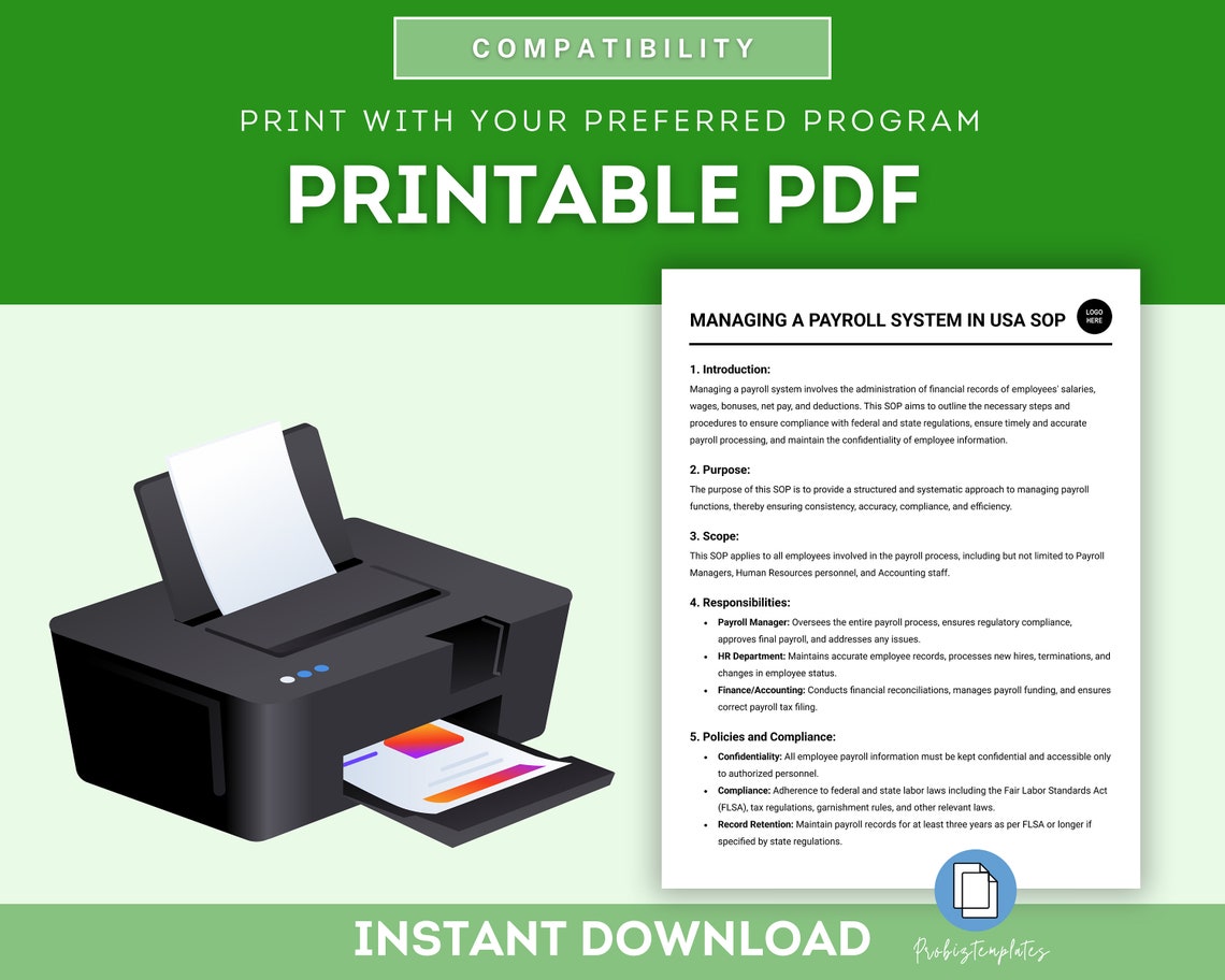 Managing A Payroll System in USA Standard Operating Procedure Template ...