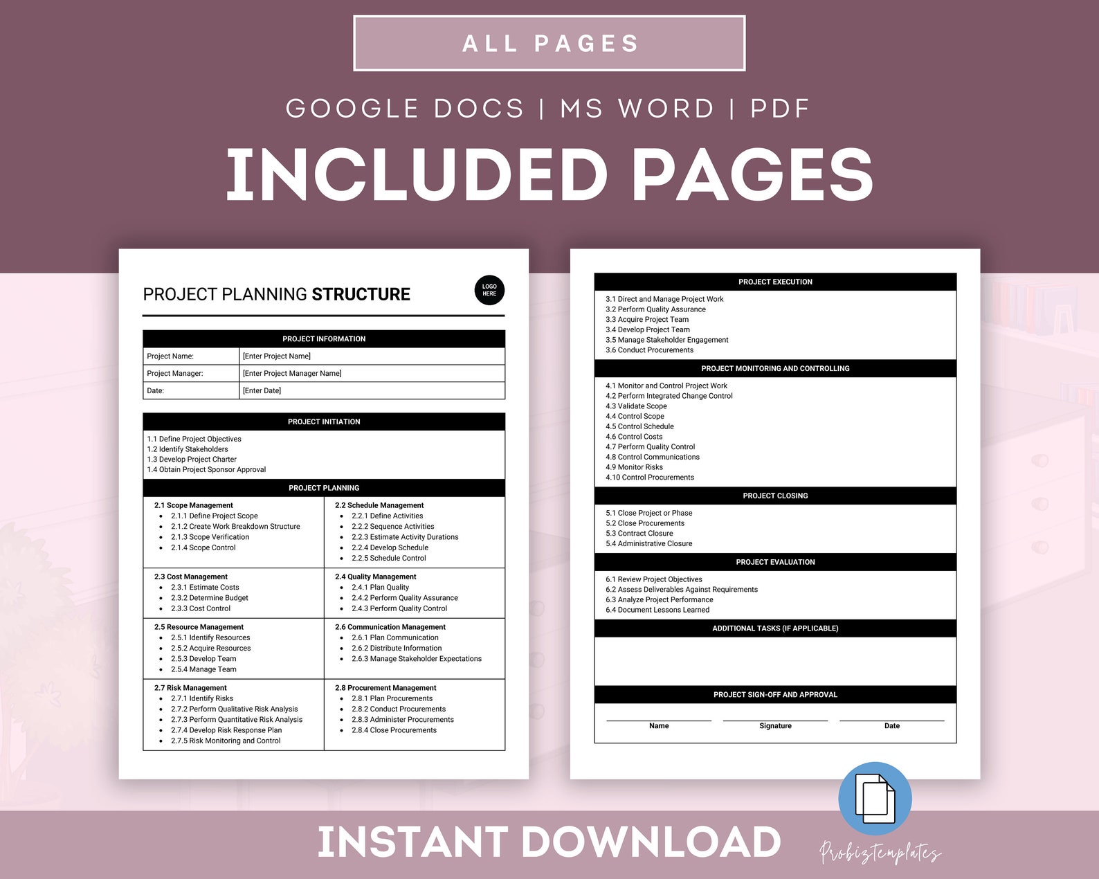 Project Planning Structure Template, Work Breakdown Structure, Project ...