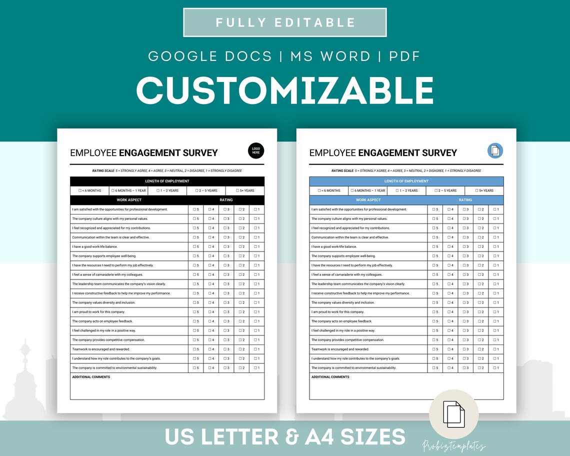 Employee Engagement Survey Template, Employee Survey, Employee Feedback ...