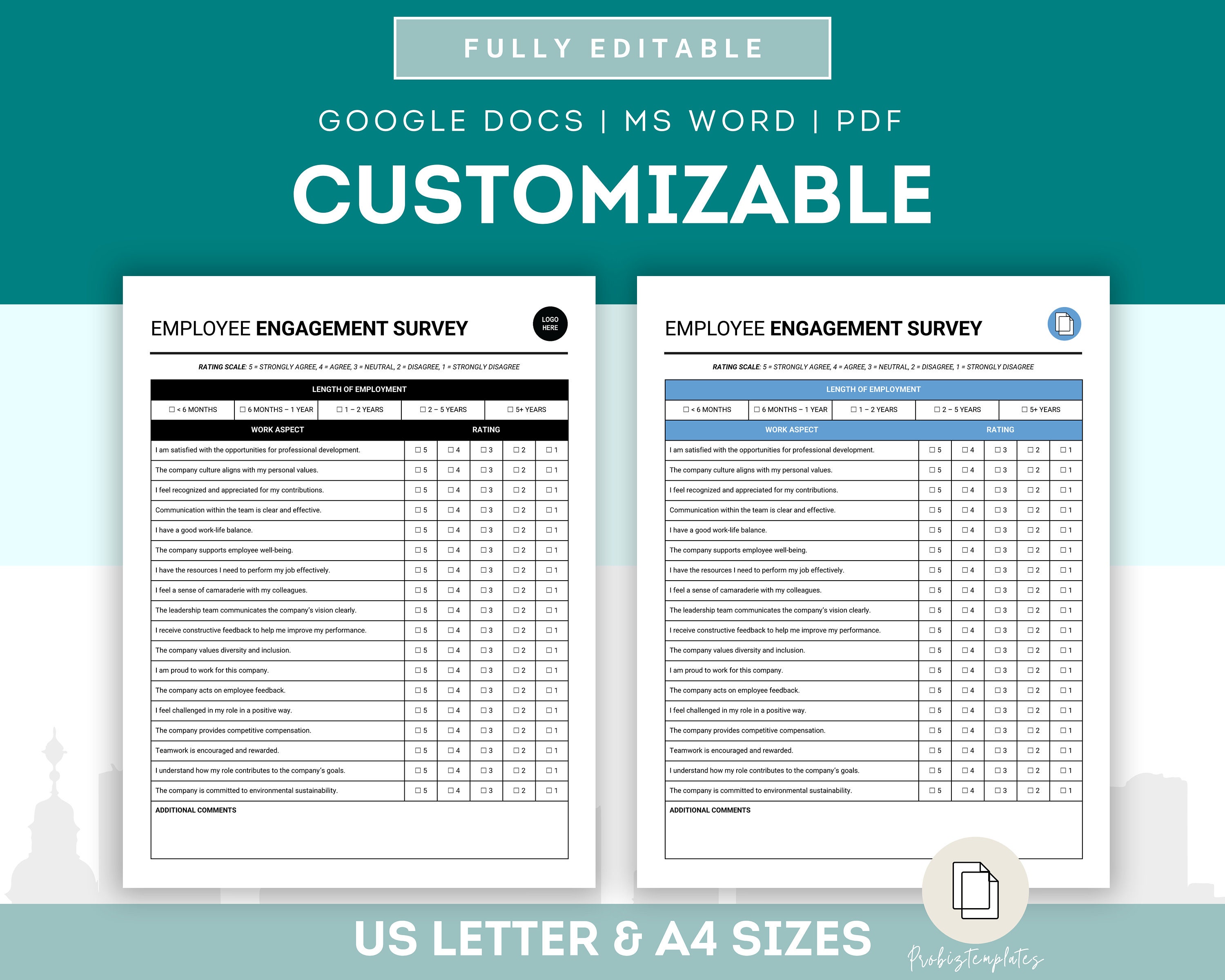 Employee Engagement Survey Template, Employee Survey, Employee Feedback ...
