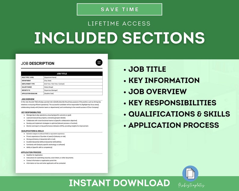 Job Description Template, Job Description Form, Employee Onboarding ...