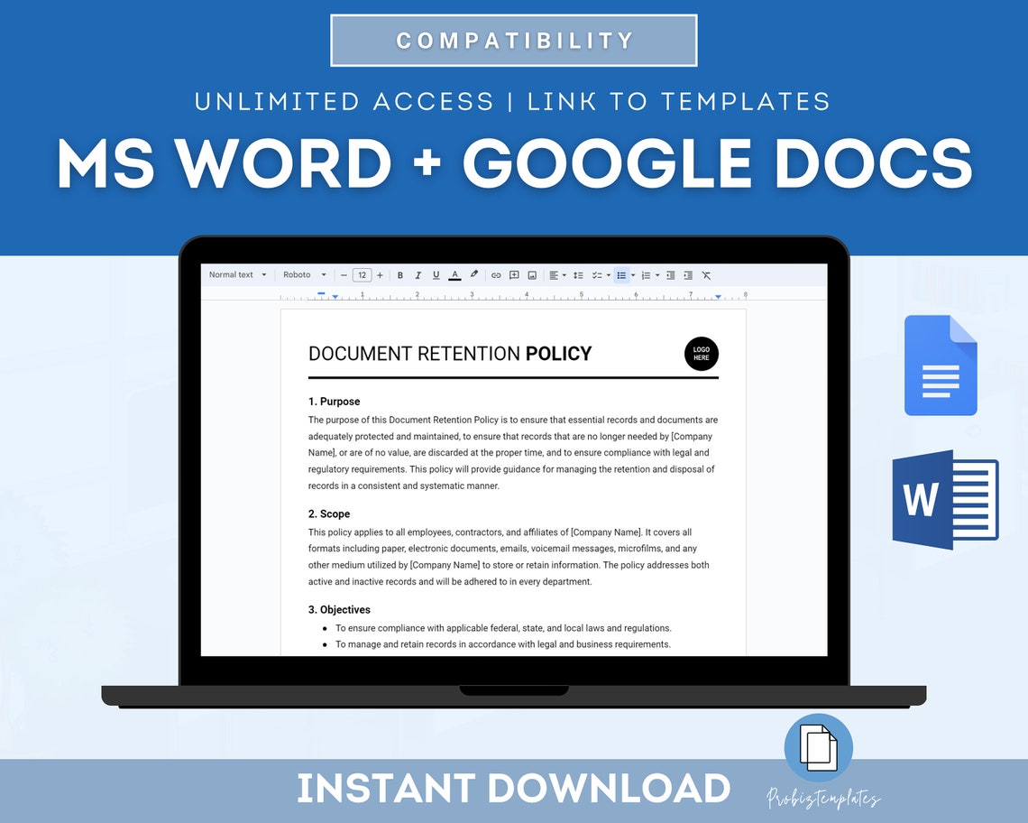Document Retention Policy Template, Record Retention Guidelines ...