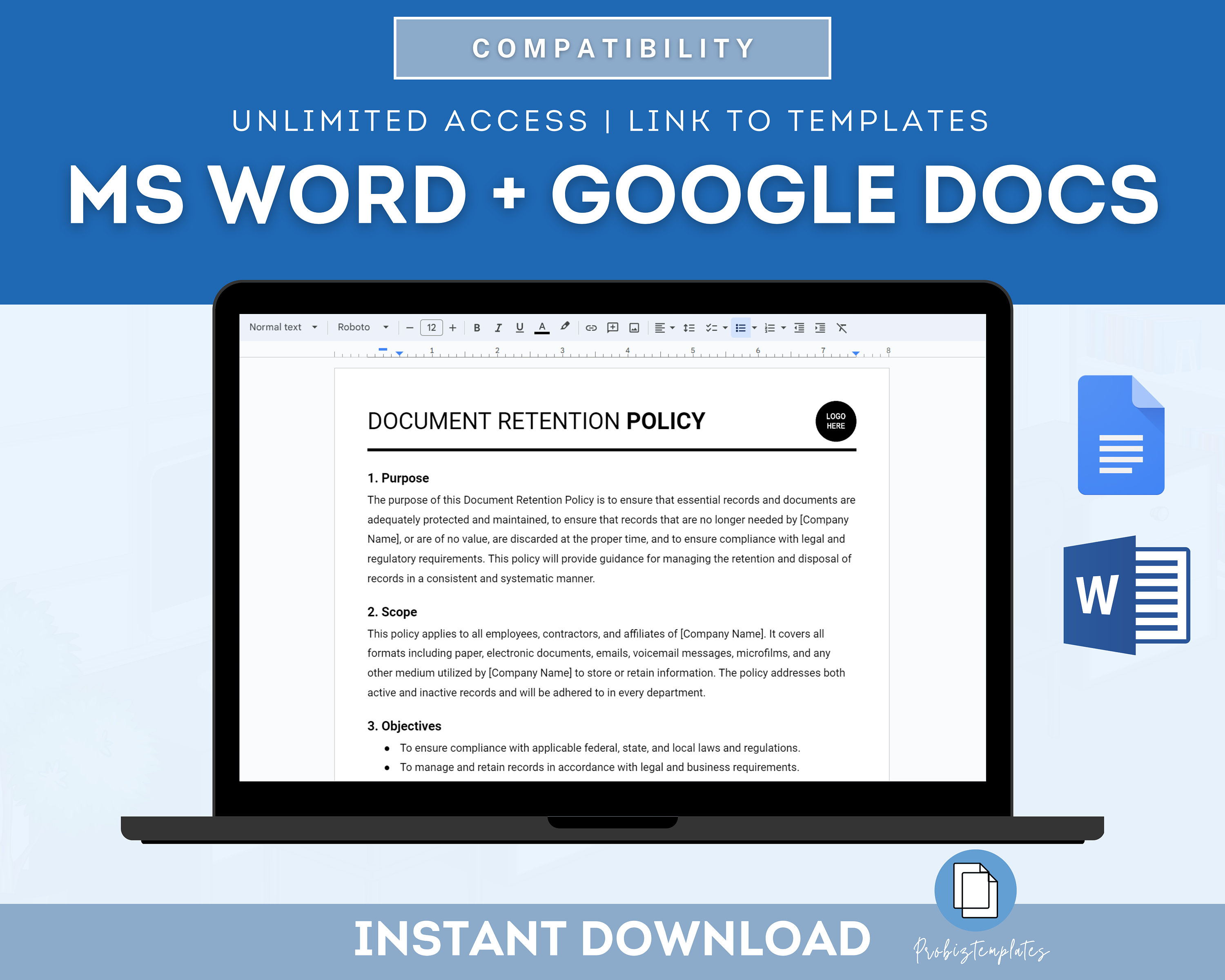 Document Retention Policy Template, Record Retention Guidelines ...
