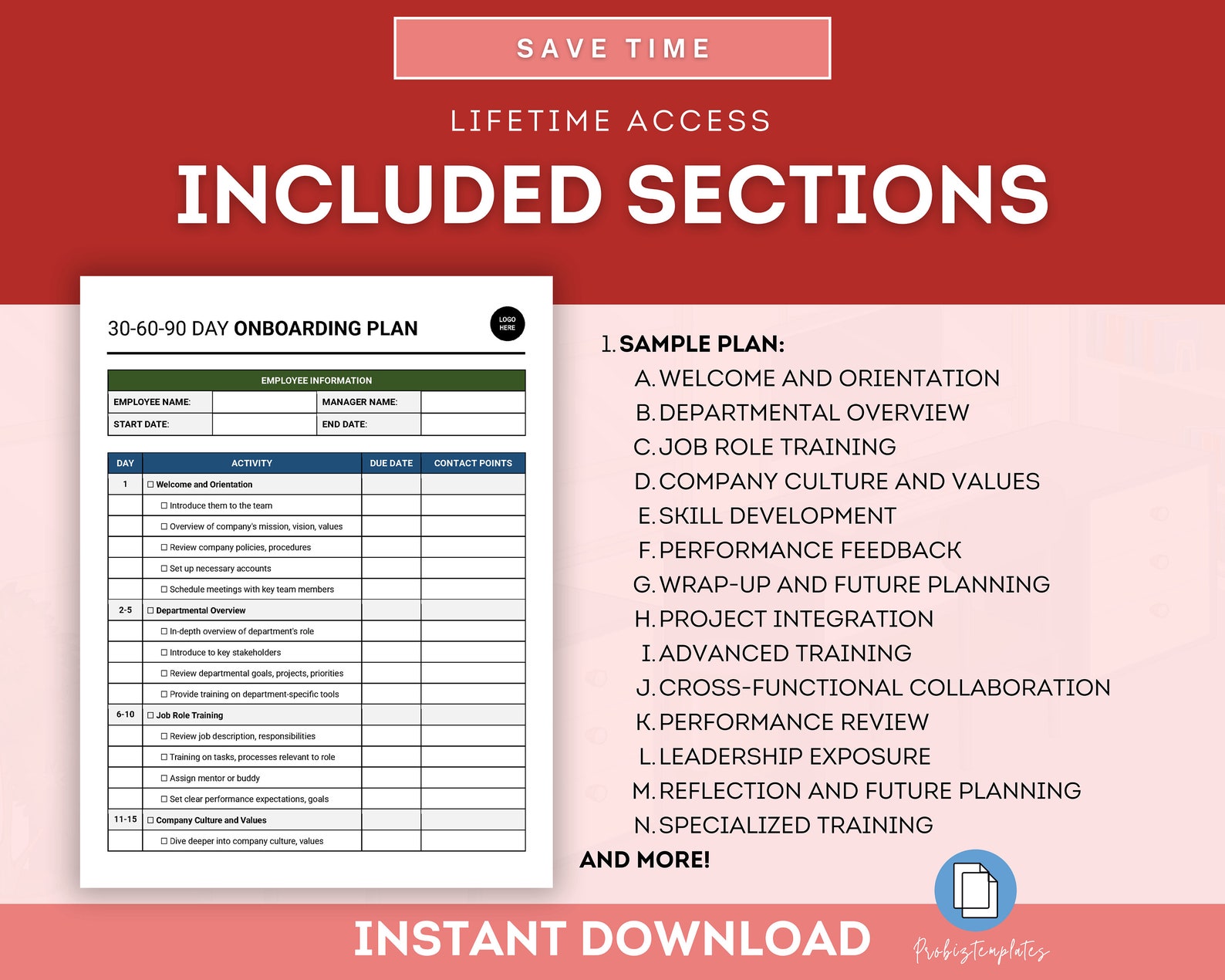 Employee 30 60 90 Day Onboarding Plan Checklist Template, New Hire ...