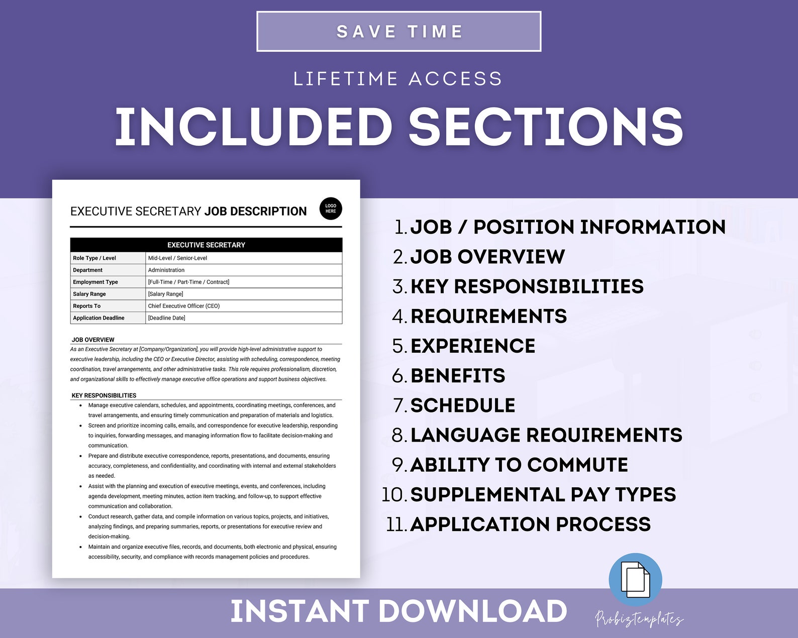 Executive Secretary Job Description Template, Senior Secretary Job ...