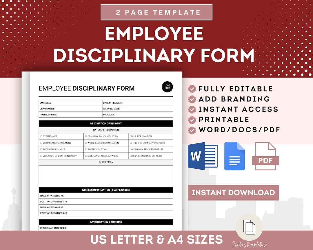 Employee Disciplinary Form, Employee Warning Notice, Performance ...