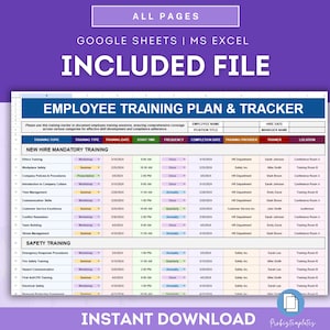 Employee Training Plan and Tracker Template for Microsoft Excel and ...