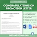 Congratulations Promotion Letter Template, Promotion Congratulations ...