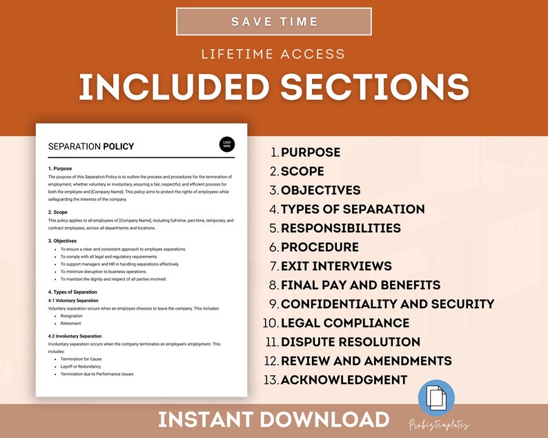 Separation Policy Template, Employee Termination Policy, Employment ...