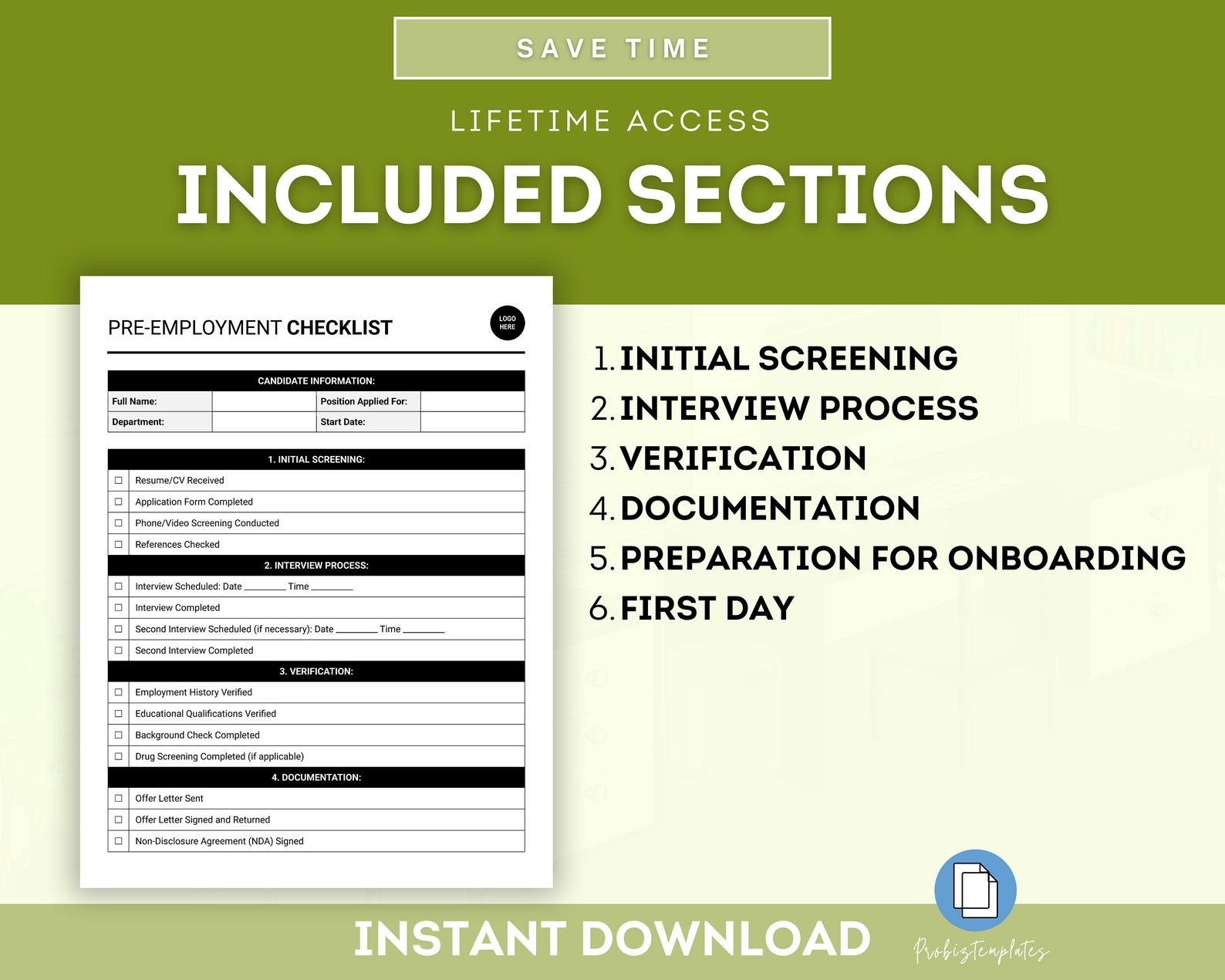 Pre-employment Checklist, New Hire Checklist, Employee Onboarding ...
