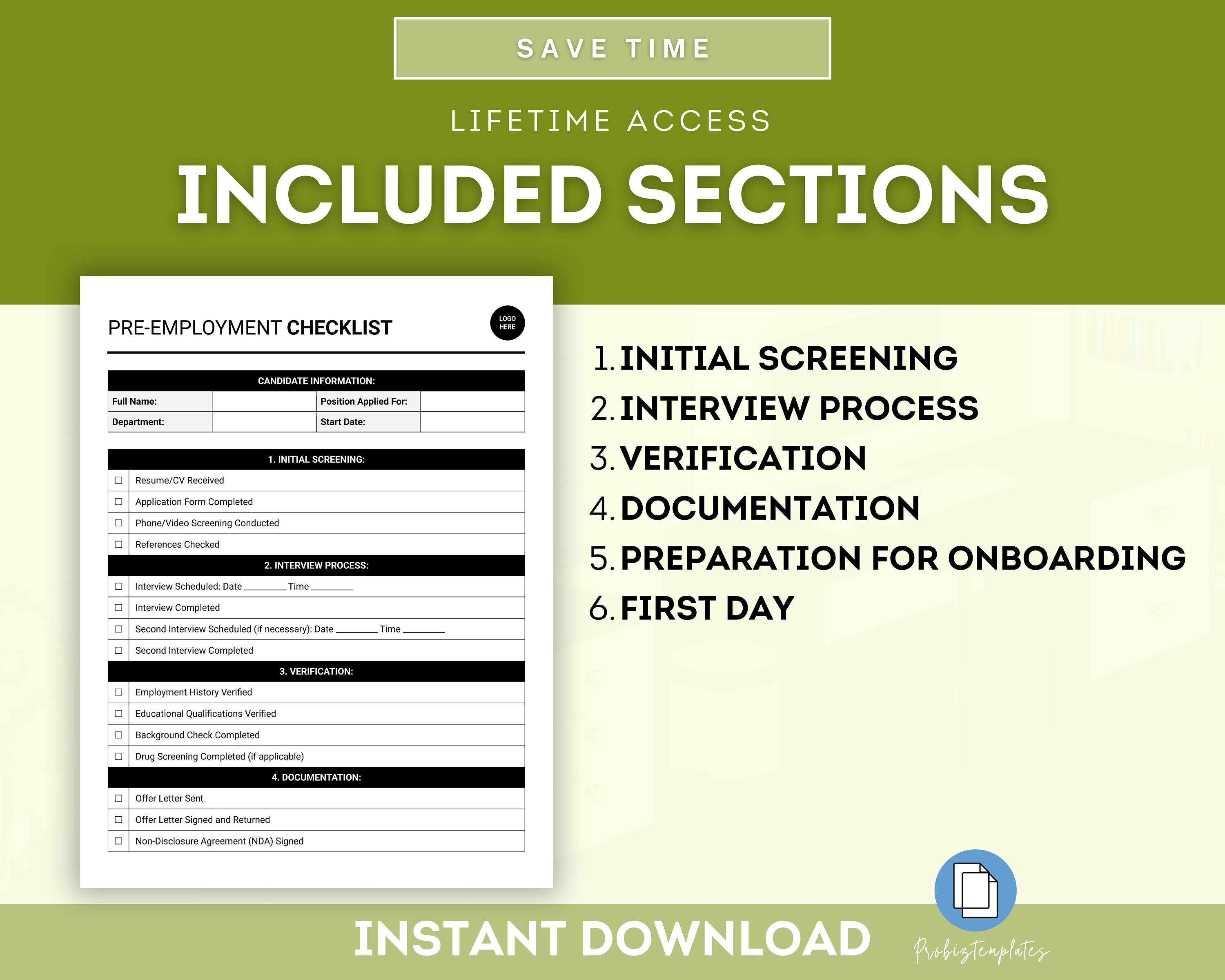 Pre-employment Checklist, New Hire Checklist, Employee Onboarding ...