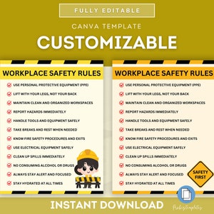 Workplace Safety Rules Poster, Printable Workplace Safety Guidelines ...