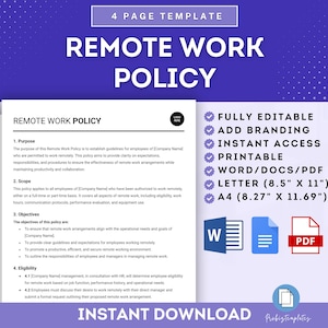 Remote Work Schedule Template, Virtual Work Timetable, Telecommuting ...