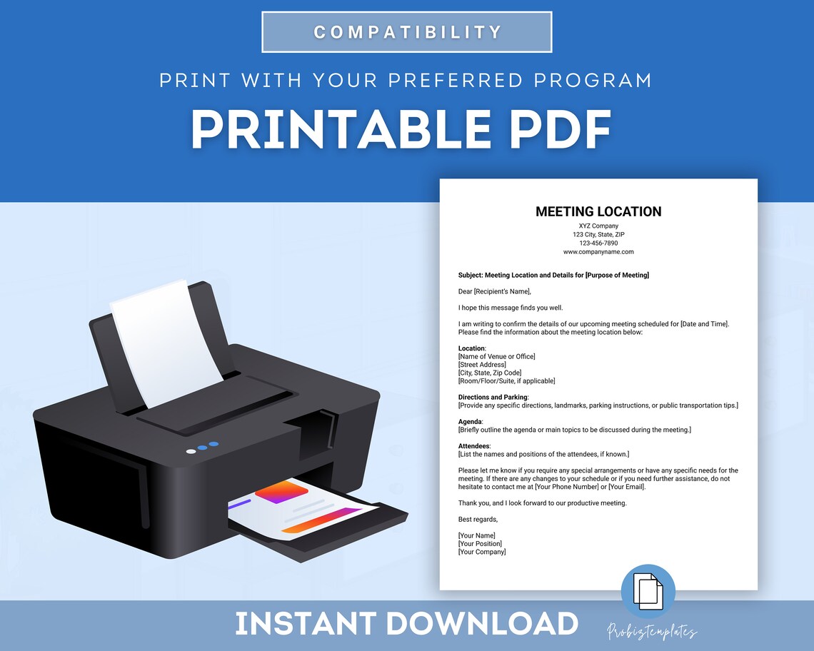 Meeting Location Letter, Meeting Venue Notification, Meeting Place ...