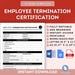 Employee Termination Certification Template, Termination Confirmation ...