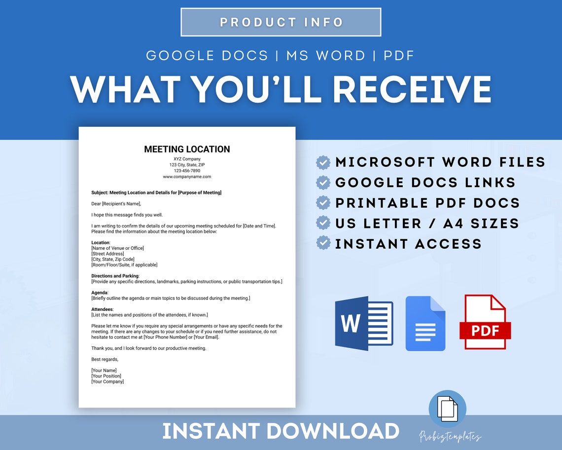 Meeting Location Letter, Meeting Venue Notification, Meeting Place ...