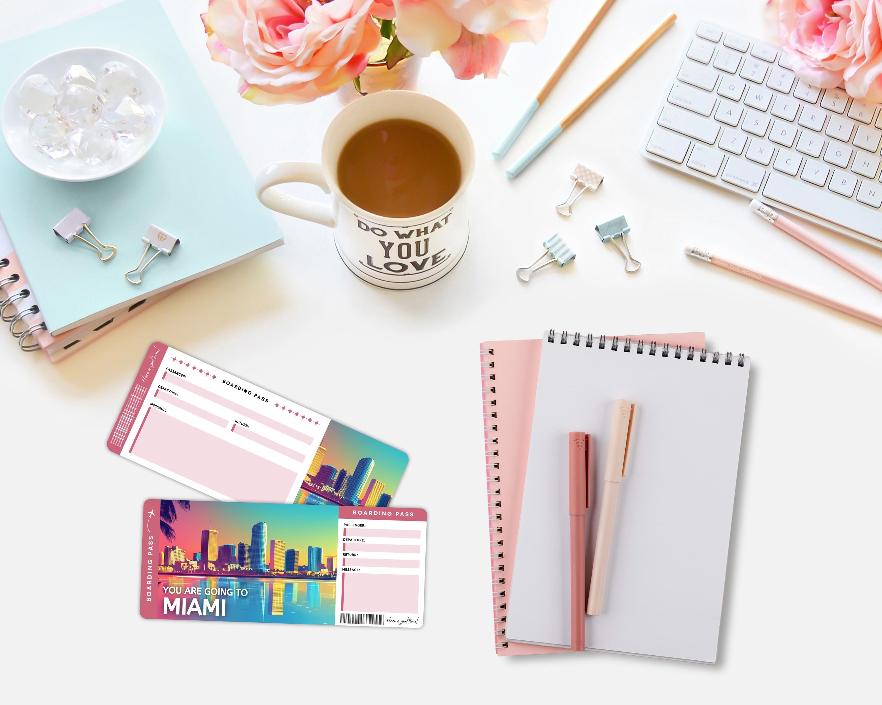 Printable Miami Surprise Gift Ticket, Editable Florida Vacation ...