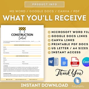 Construction Contract Bundle, Contractor Agreement Forms, Building ...