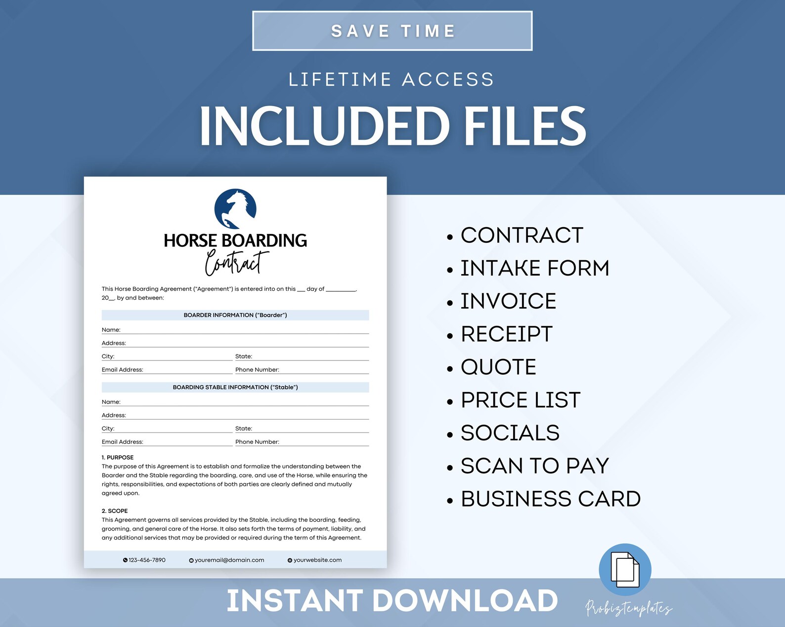 Horse Boarding Contract Bundle, Equestrian Agreement Template, Stable ...