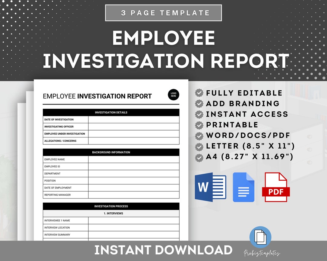 Employee Investigation Report Template, Incident Report Form, HR Policy ... Employee Investigation Report Template, Incident Report Form, HR Policy ...