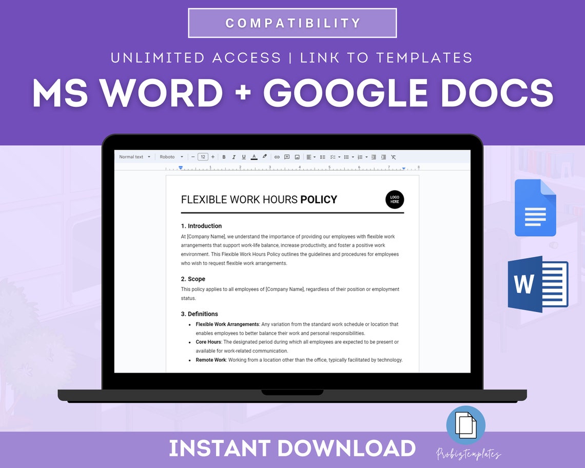 Flexible Work Hours Policy Template, Adaptive Work Schedule Policy ...