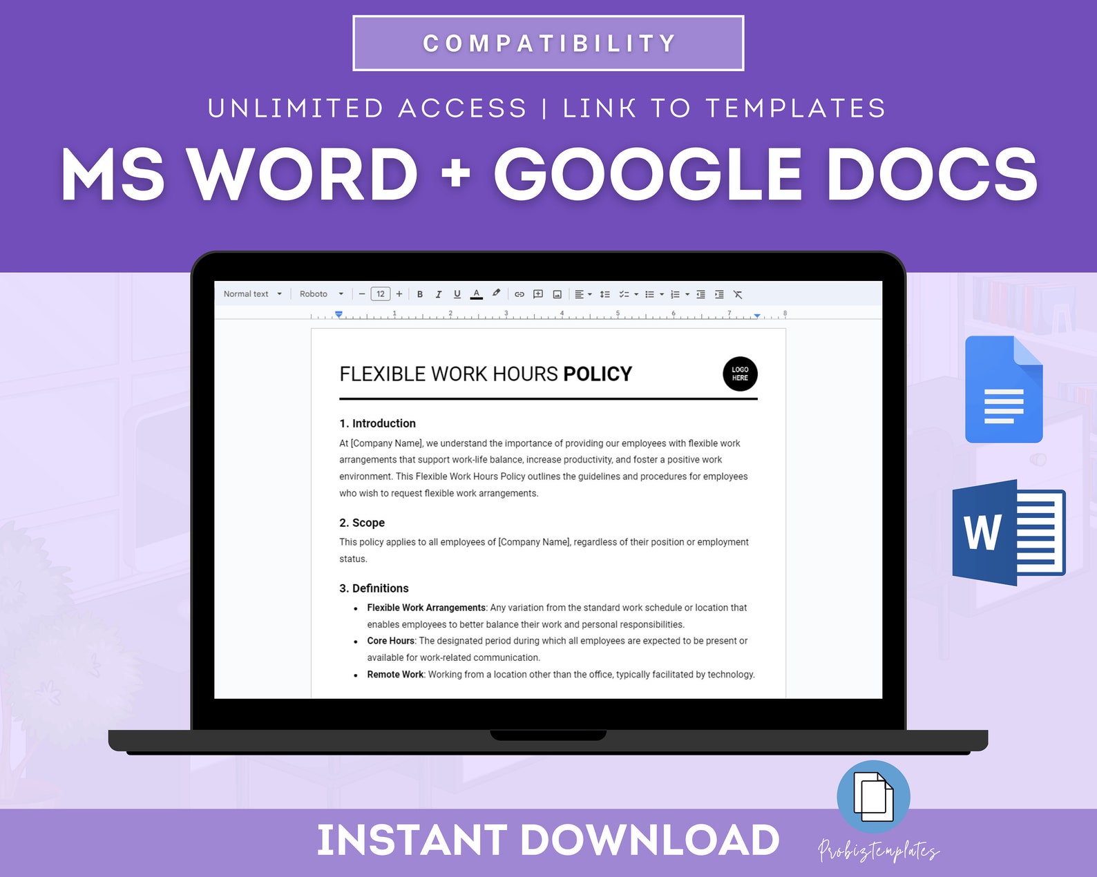Flexible Work Hours Policy Template, Adaptive Work Schedule Policy ...