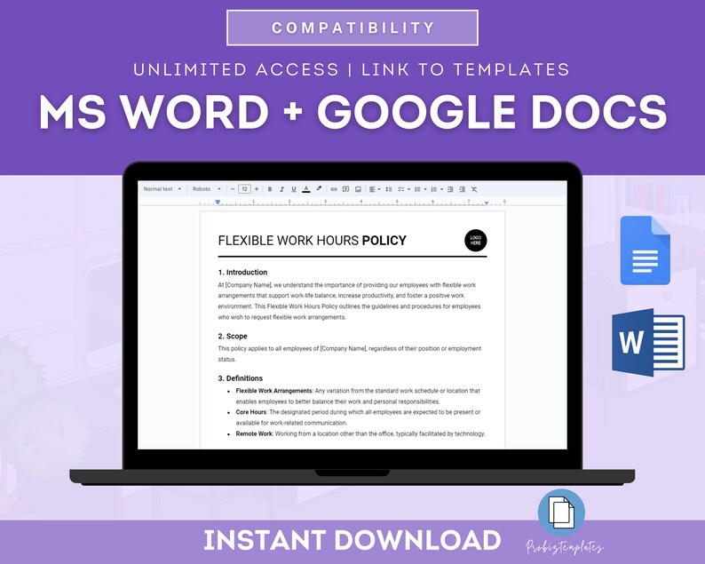 Flexible Work Hours Policy Template, Adaptive Work Schedule Policy ...