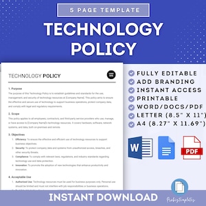 Technology Policy Template, Company Technology Guidelines, IT Usage ...