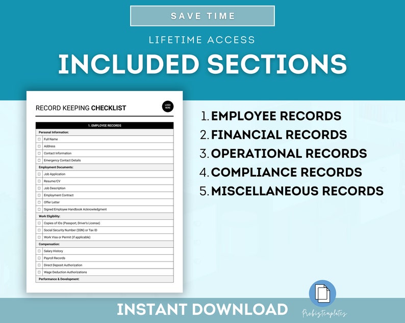 Record Keeping Checklist Template, Business Record Keeping Checklist ...