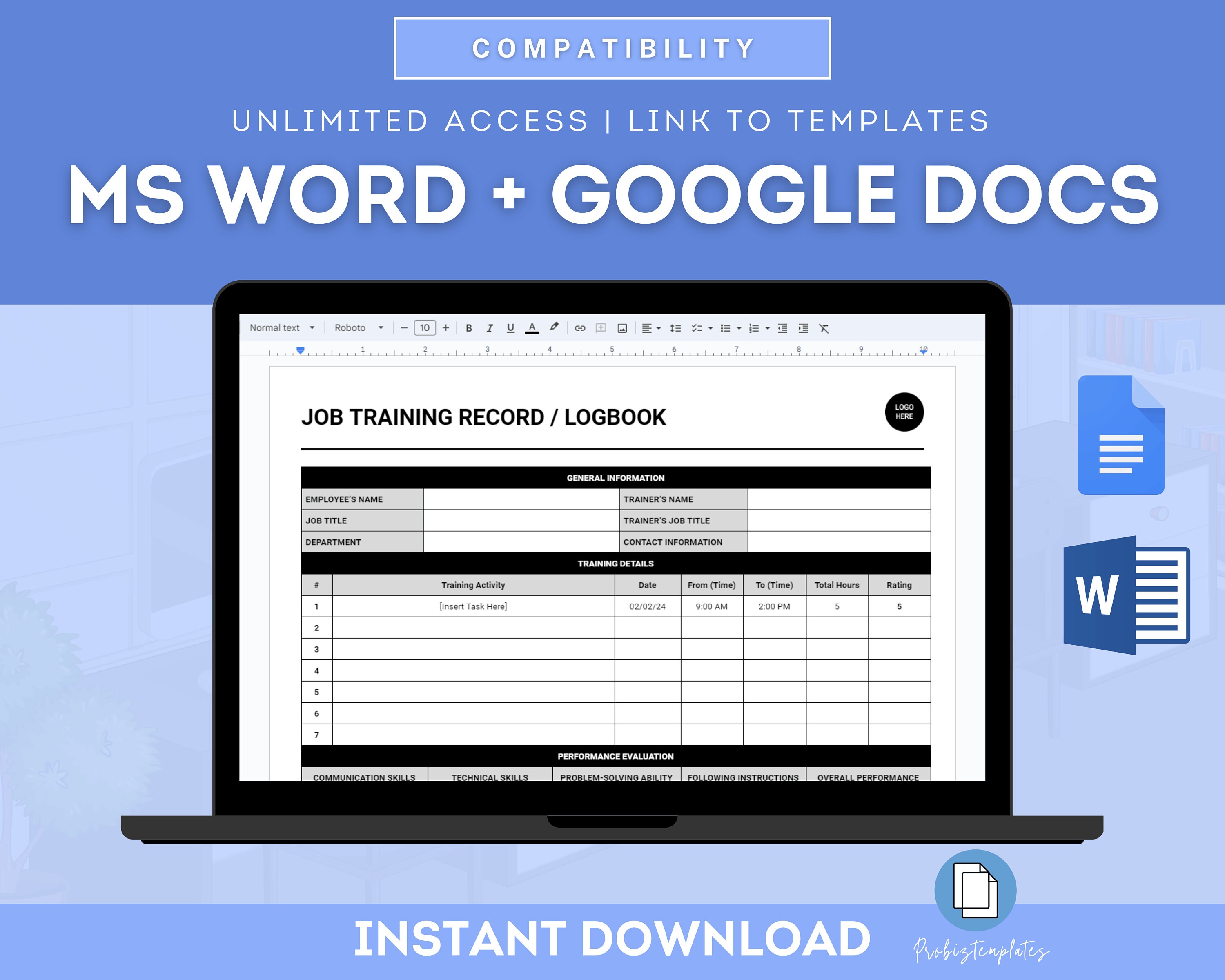 Job Training Record Template, Employee Training Progress Tracker, HR ...