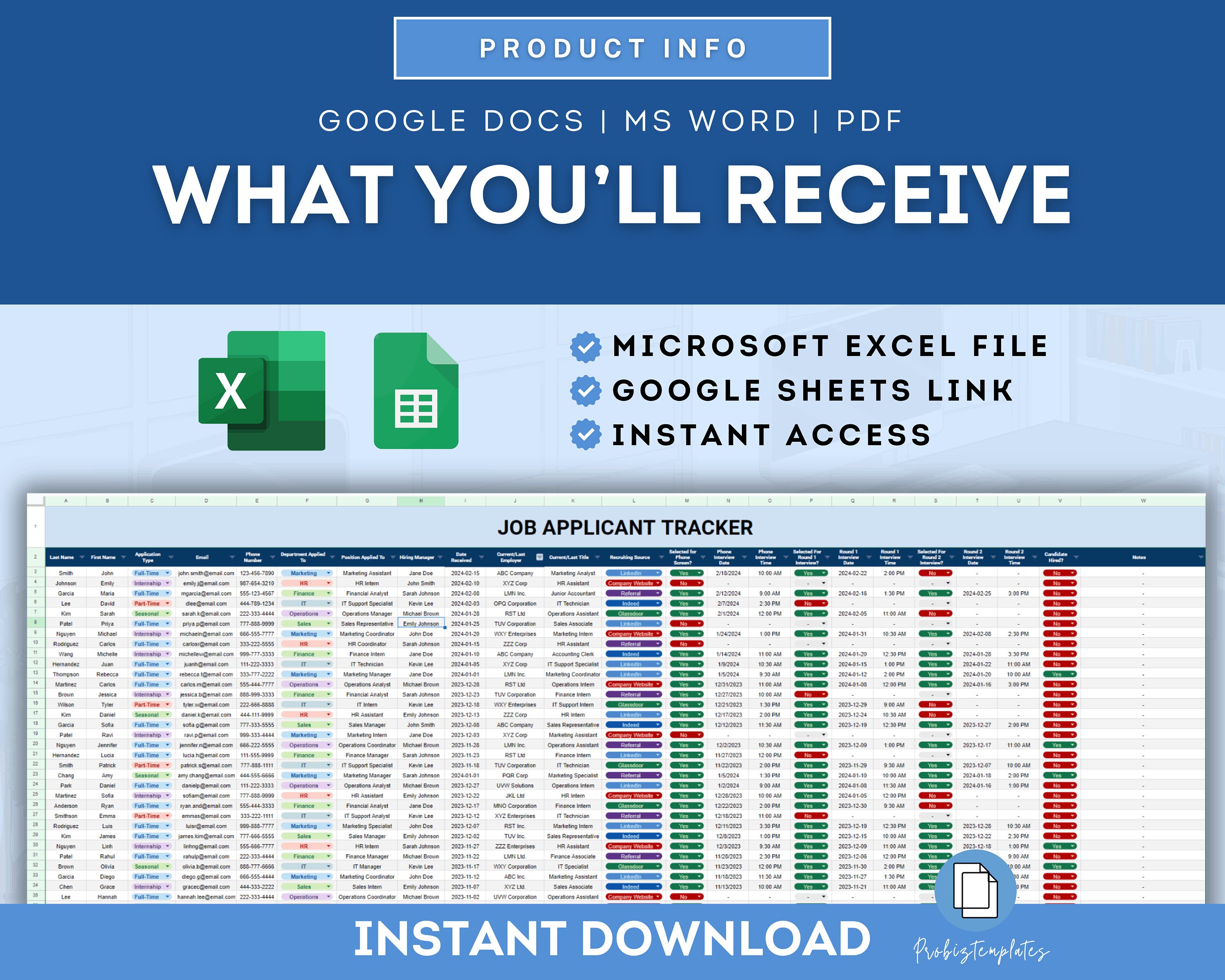 Job Applicant Tracker, Applicant Tracking Tool, Recruitment Applicant ...