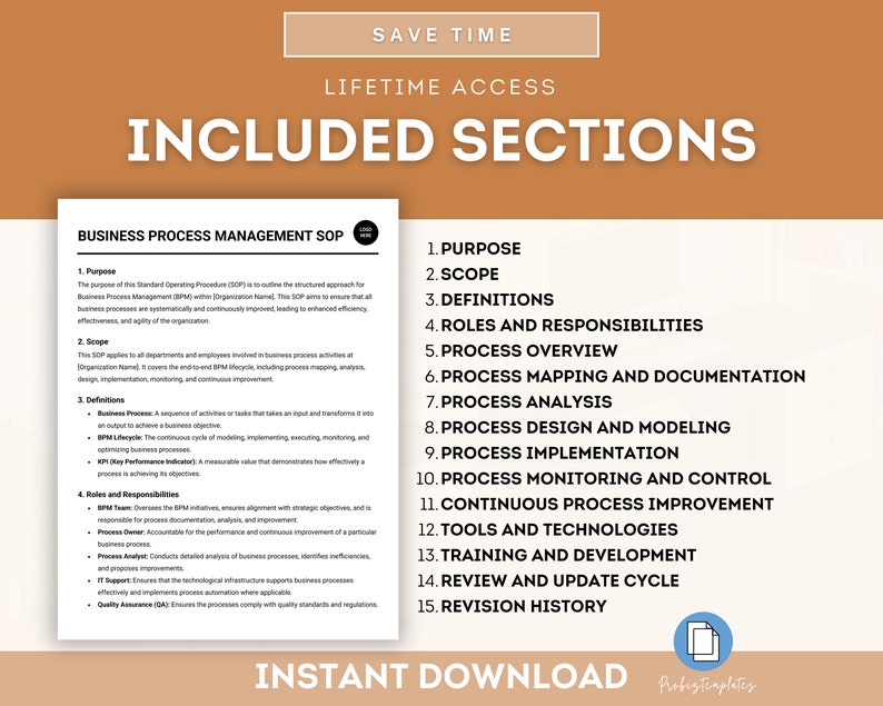 Business Process Management SOP Template, BPM Standard Operating ...