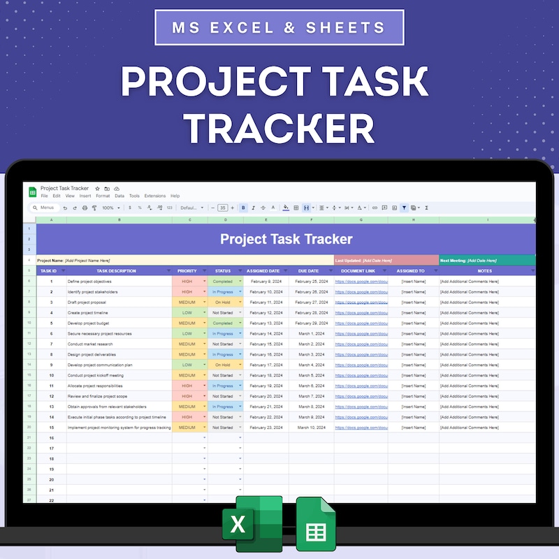 Task tracker with subtasks excel - Etsy.de