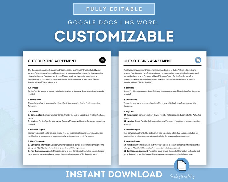 Outsourcing Agreement Template, Third-party Service Agreement, Vendor ...