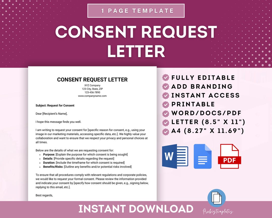 Consent Request Letter Template, Formal Consent Request Letter Template ...