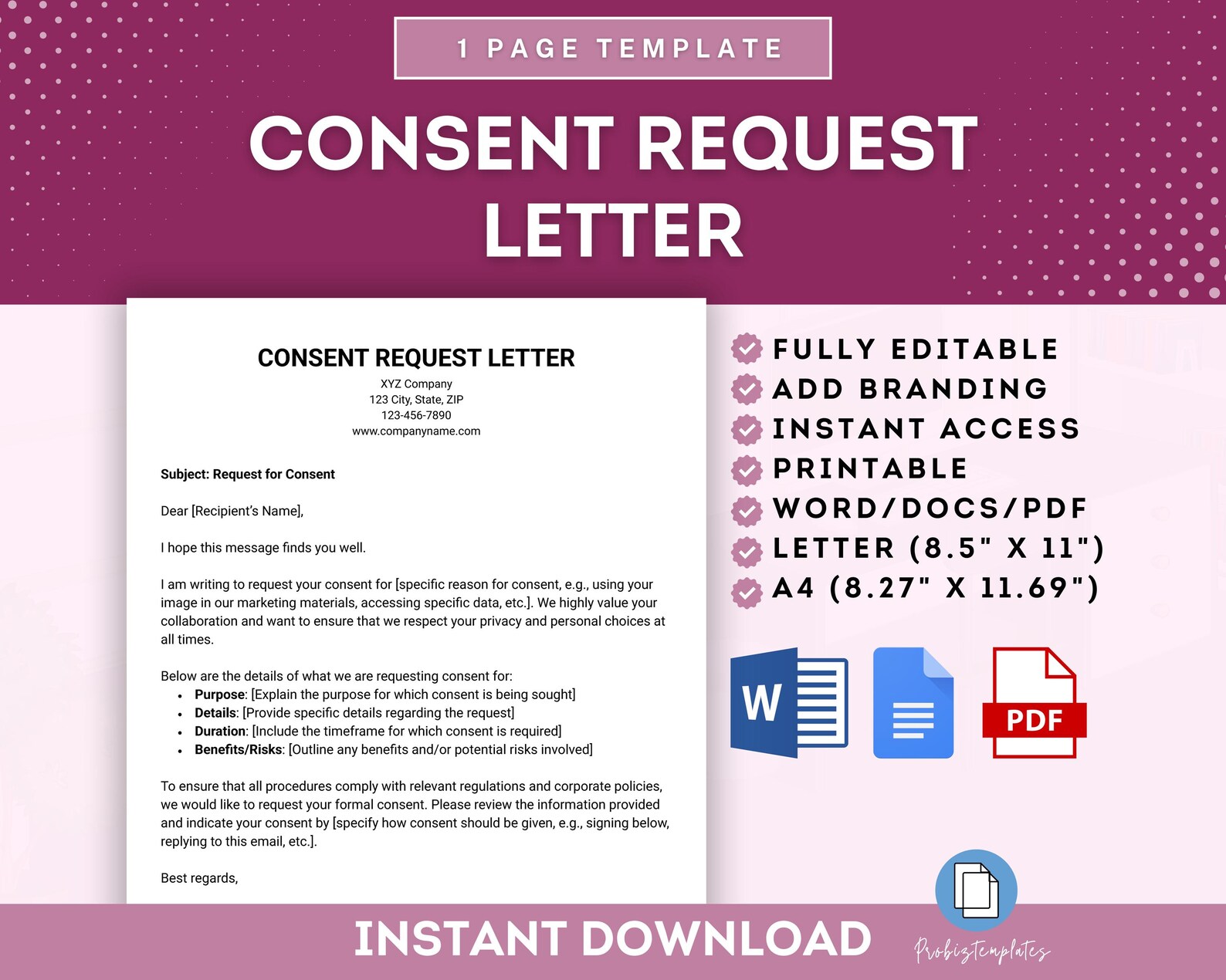 Consent Request Letter Template, Formal Consent Request Letter Template ...