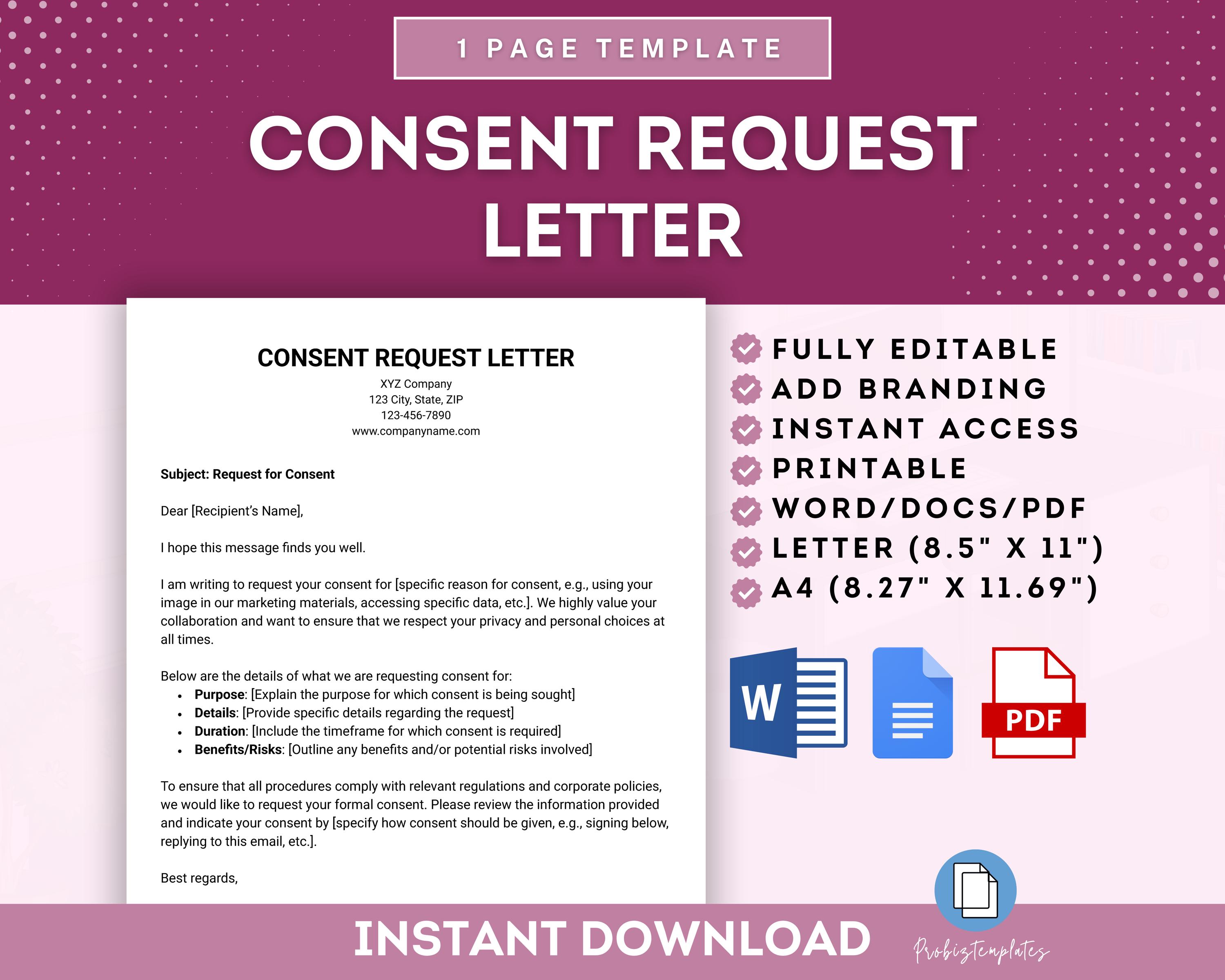 Consent Request Letter Template, Formal Consent Request Letter Template ...