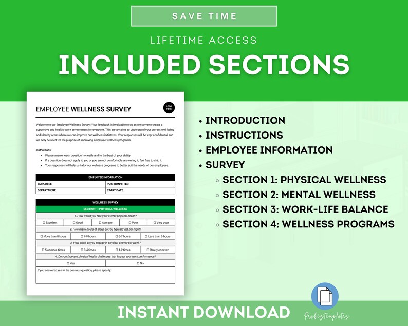 Employee Wellness Survey Template, Workplace Well-being Survey, Staff ...