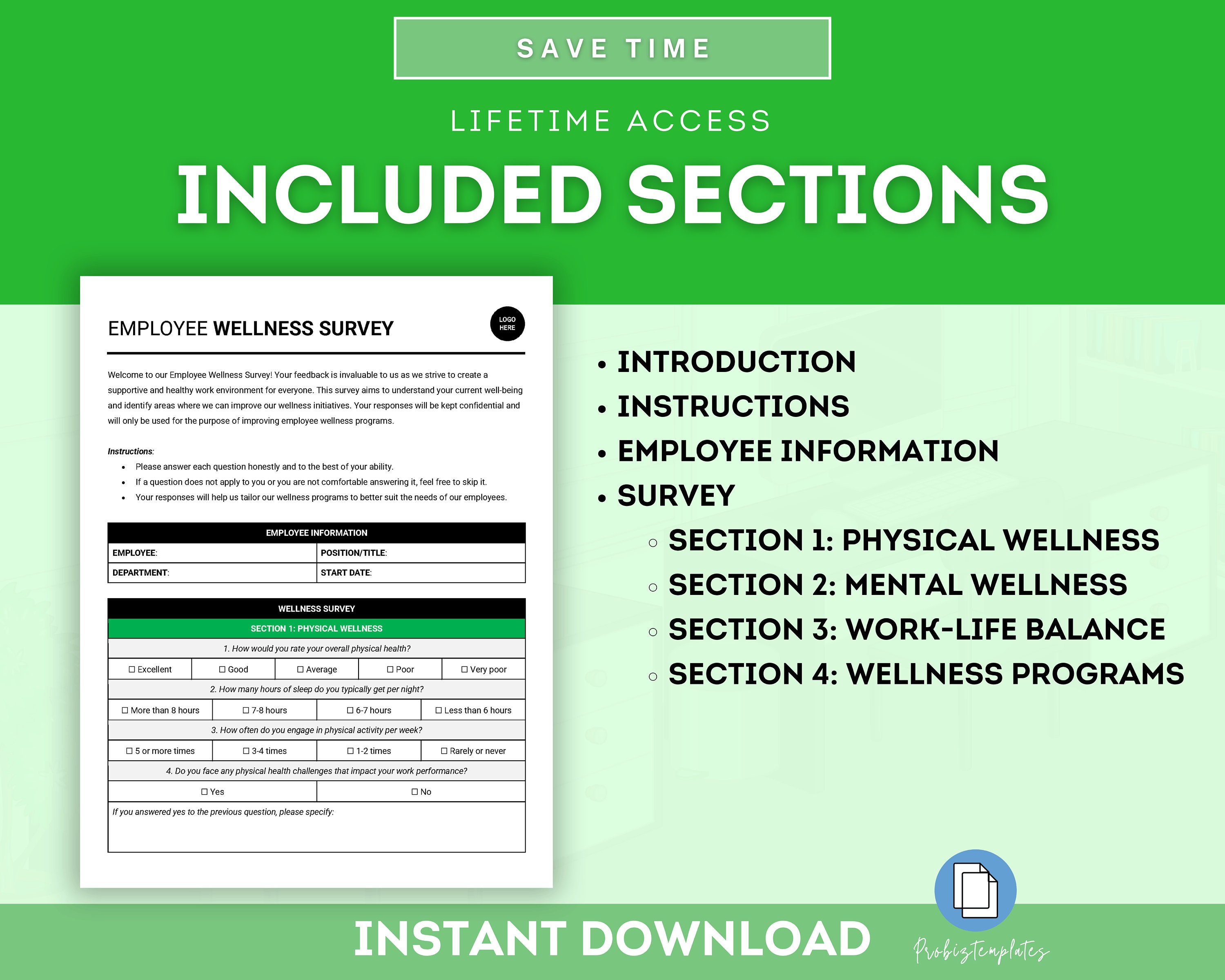 Employee Wellness Survey Template, Workplace Well-being Survey, Staff ...