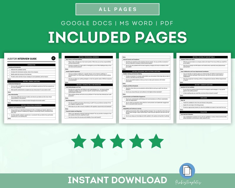 Auditor Interview Guide Template, Auditor Interview Questions ...