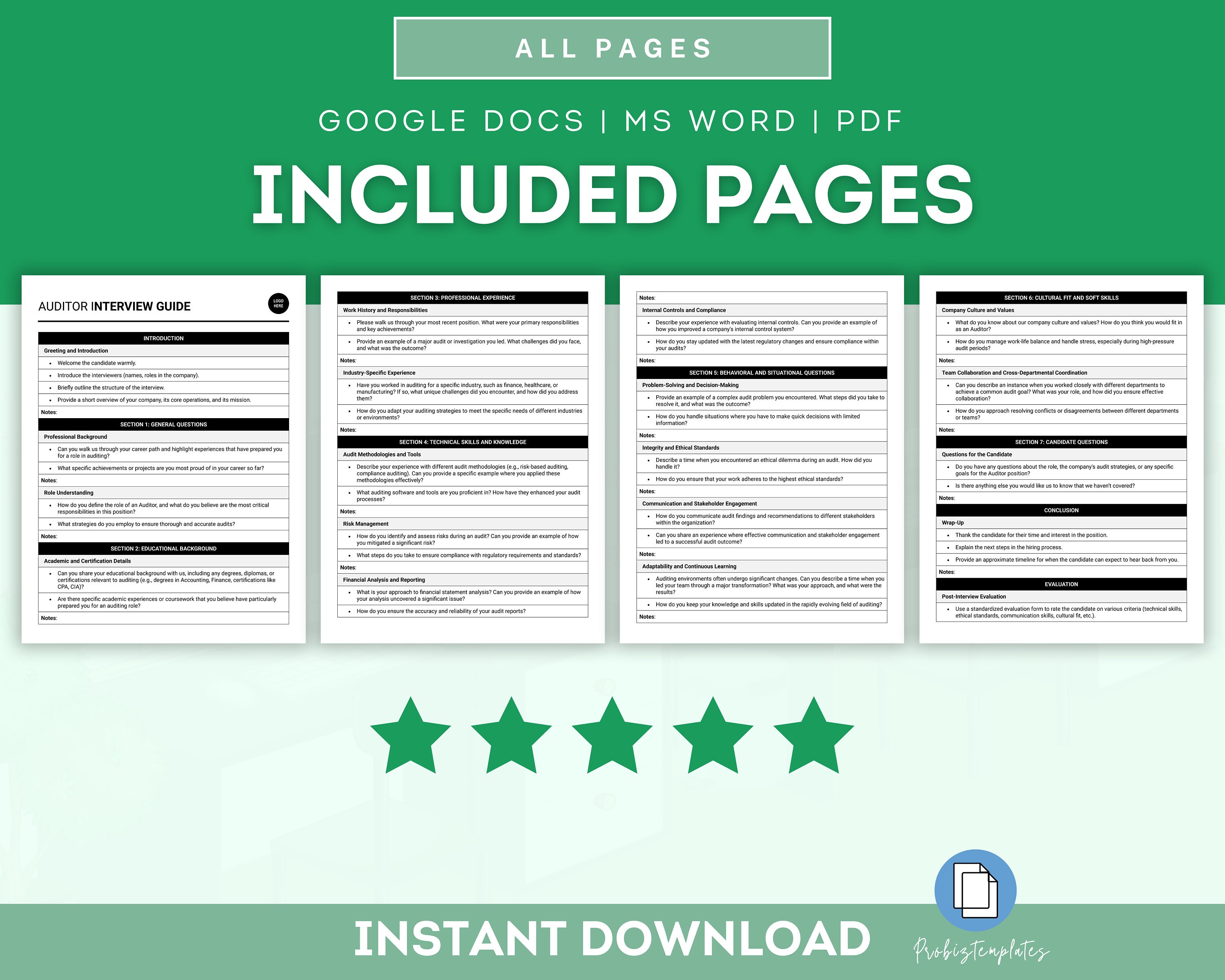 Auditor Interview Guide Template, Auditor Interview Questions ...