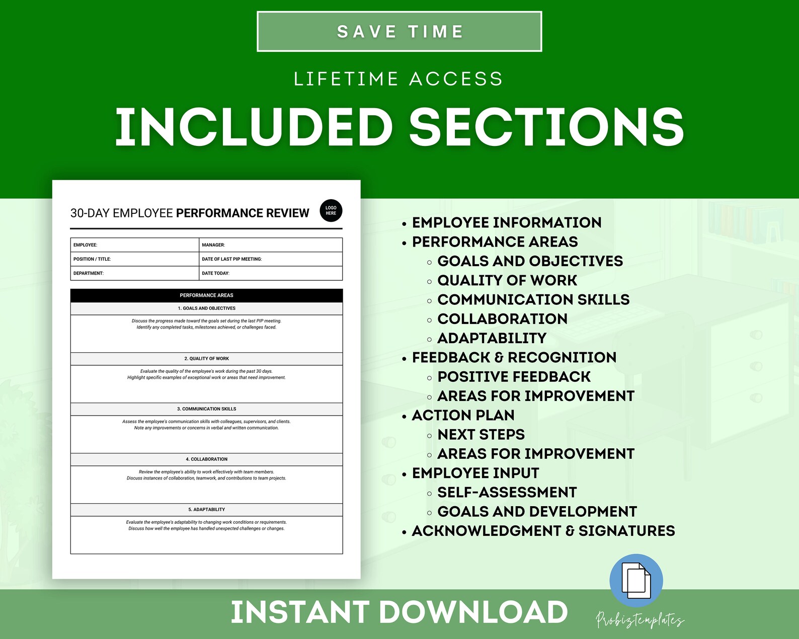 Employee 30-day Performance Review Template, Employee Evaluation Form ...