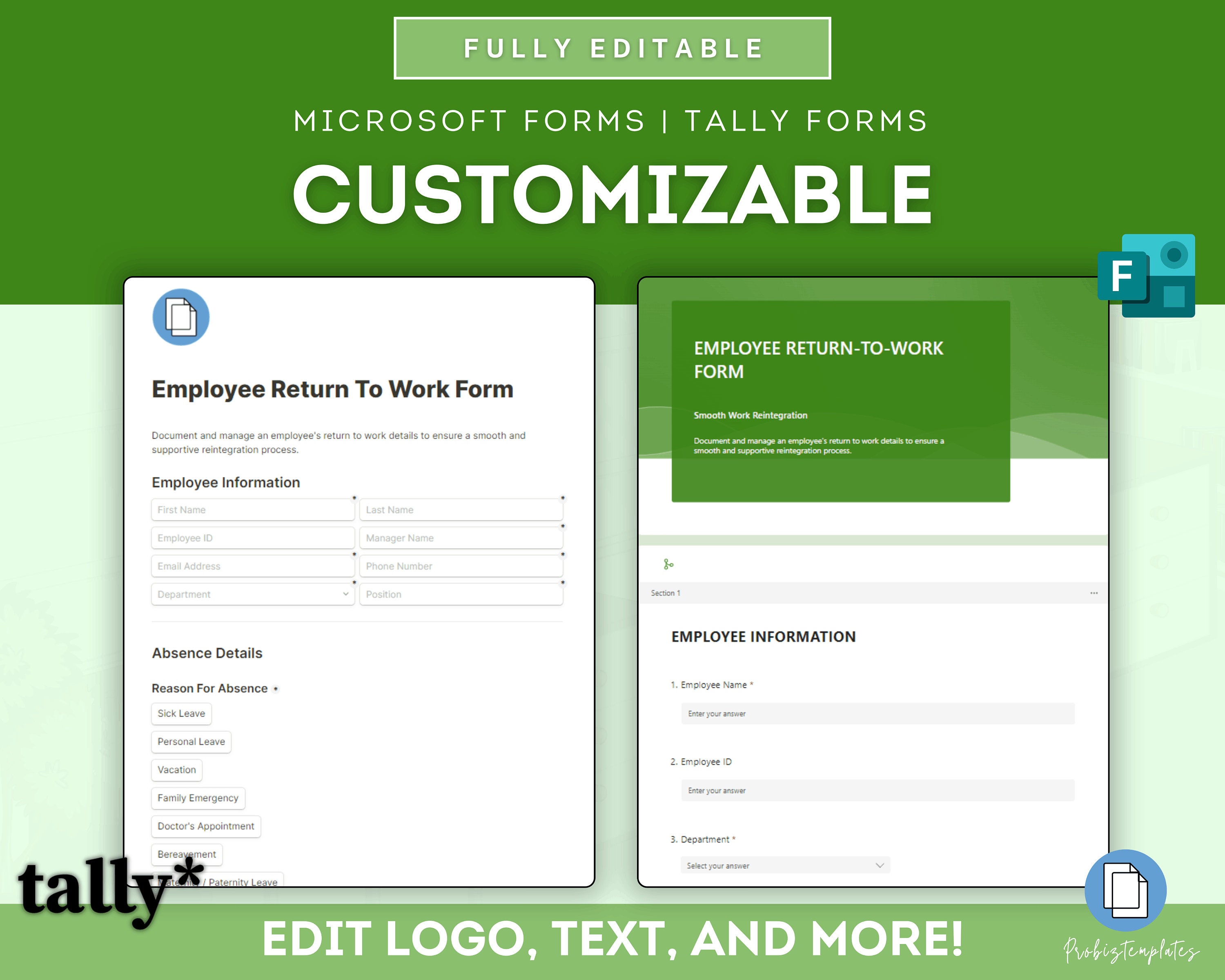 Employee Return to Work Form Online Form, Back-to-work Form, Return-to ...