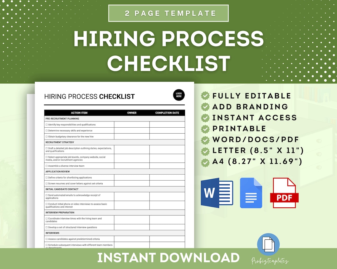 Hiring Process Checklist Template, Employee Recruitment Process ... Hiring Process Checklist Template, Employee Recruitment Process ...