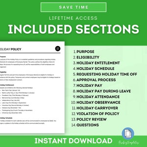 Employee Holiday Policy Template, Employee Holiday Benefits Policy ...
