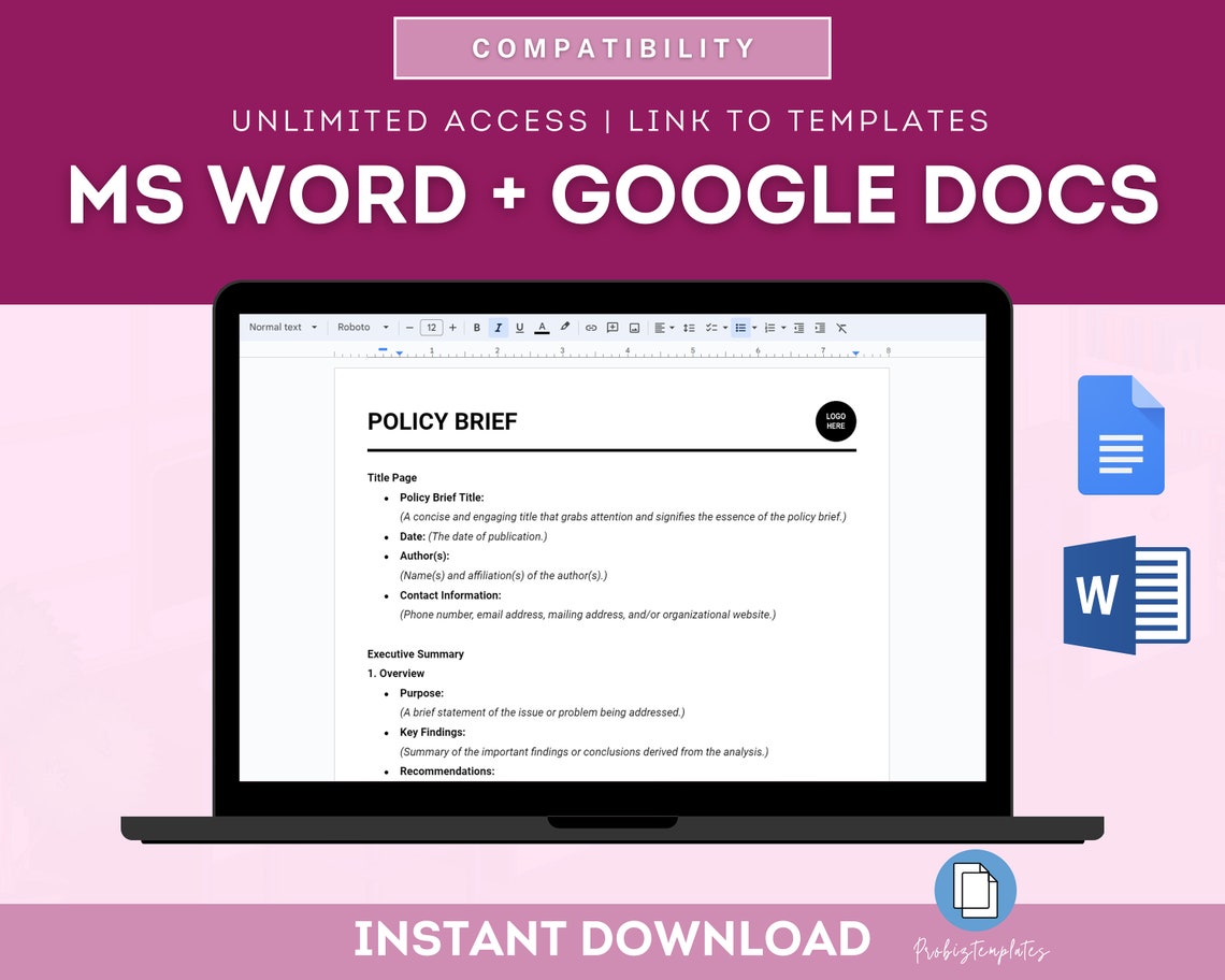 Policy Brief Template, Policy Summary, Policy Overview, Company Policy ...